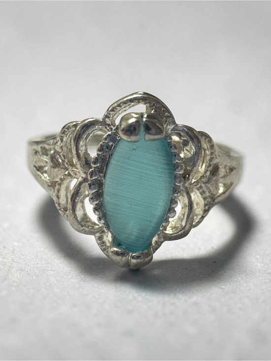 Jewelry | Silver Filigree Ring With Teal Cats Eye Stone | Poshmark